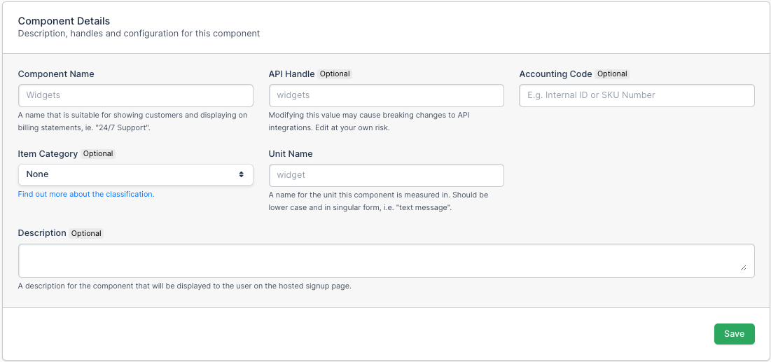 Create Components – Advanced Billing