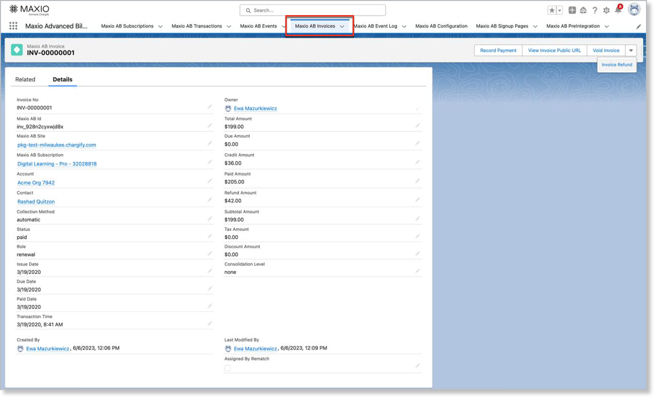 Using the Salesforce Integration – Advanced Billing