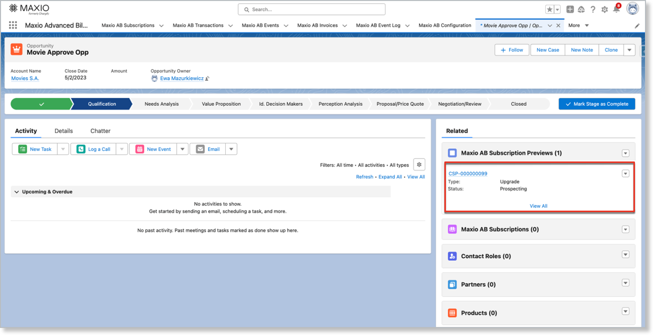 Using the Salesforce Integration – Advanced Billing