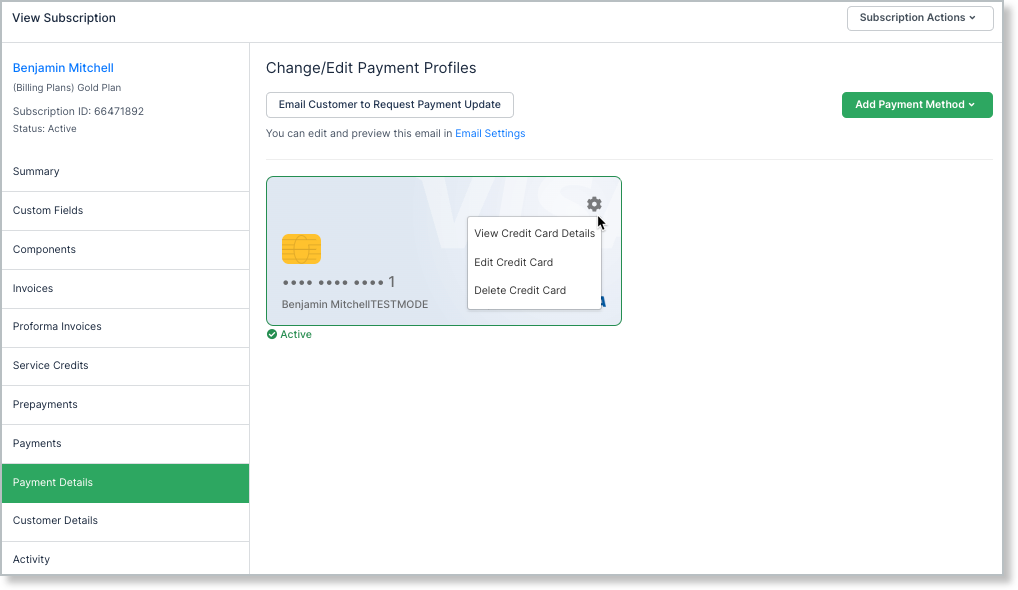 Update Subscription Payment Method – Advanced Billing
