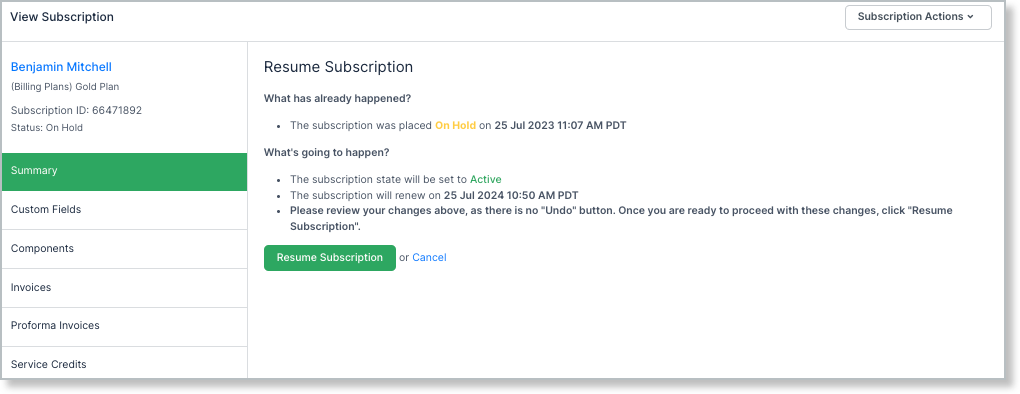 Put On Hold – Advanced Billing